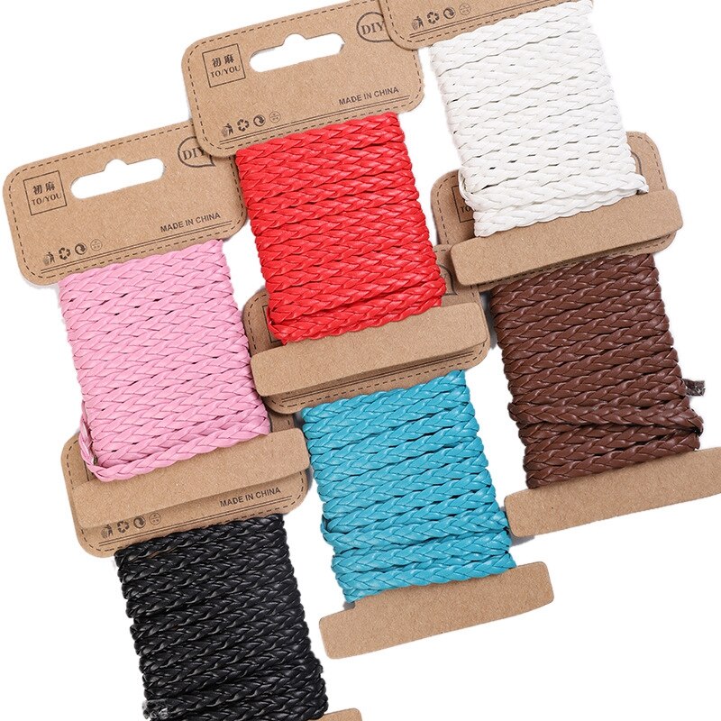 5MM Three-strand Braided Leather Rope Bright DIY C... – Grandado