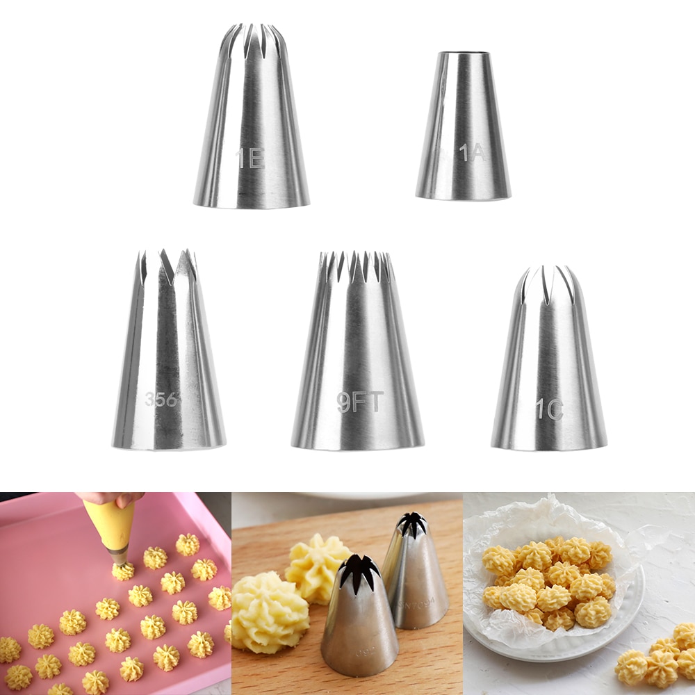 5 Stuk/set Rvs Pastry Nozzles Bakken Tools Cookie ... – Vicedeal
