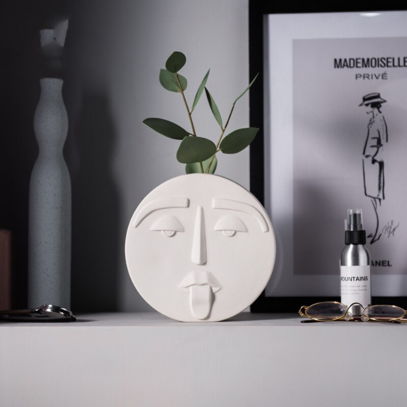 Ceramic vase taste Facial expression vase Nordic s... – Grandado