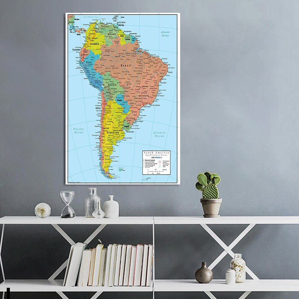 100*150cm The South America Political Map Spray Ca... – Grandado