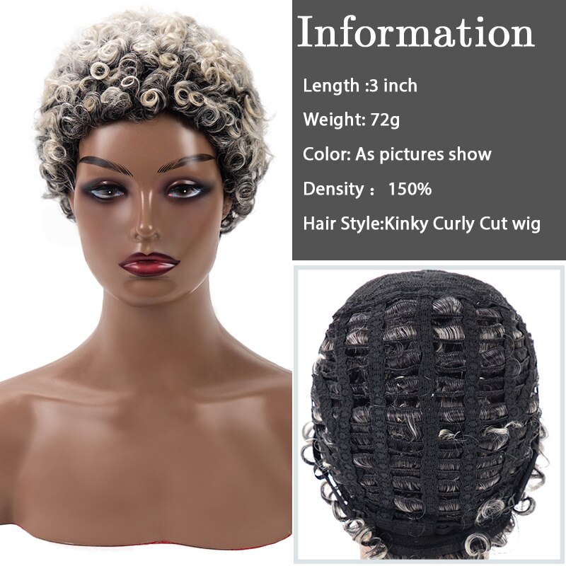 Korte Afro Kinky Krullend Cut Pruiken Voor Vrouwen... – Vicedeal