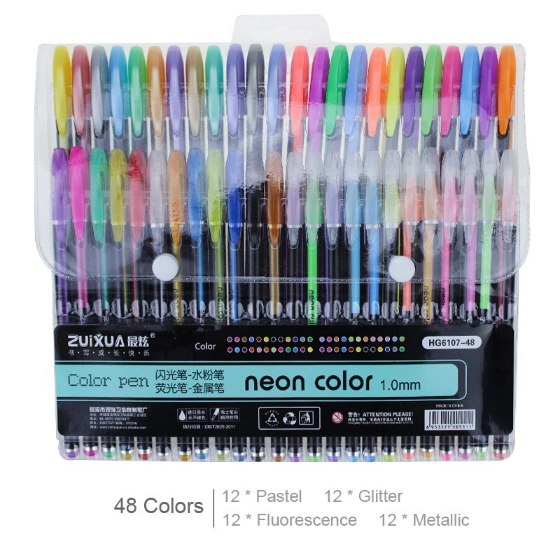 48 Colors Gel Pen Set Drawing Painting Colored Gli... – Vicedeal