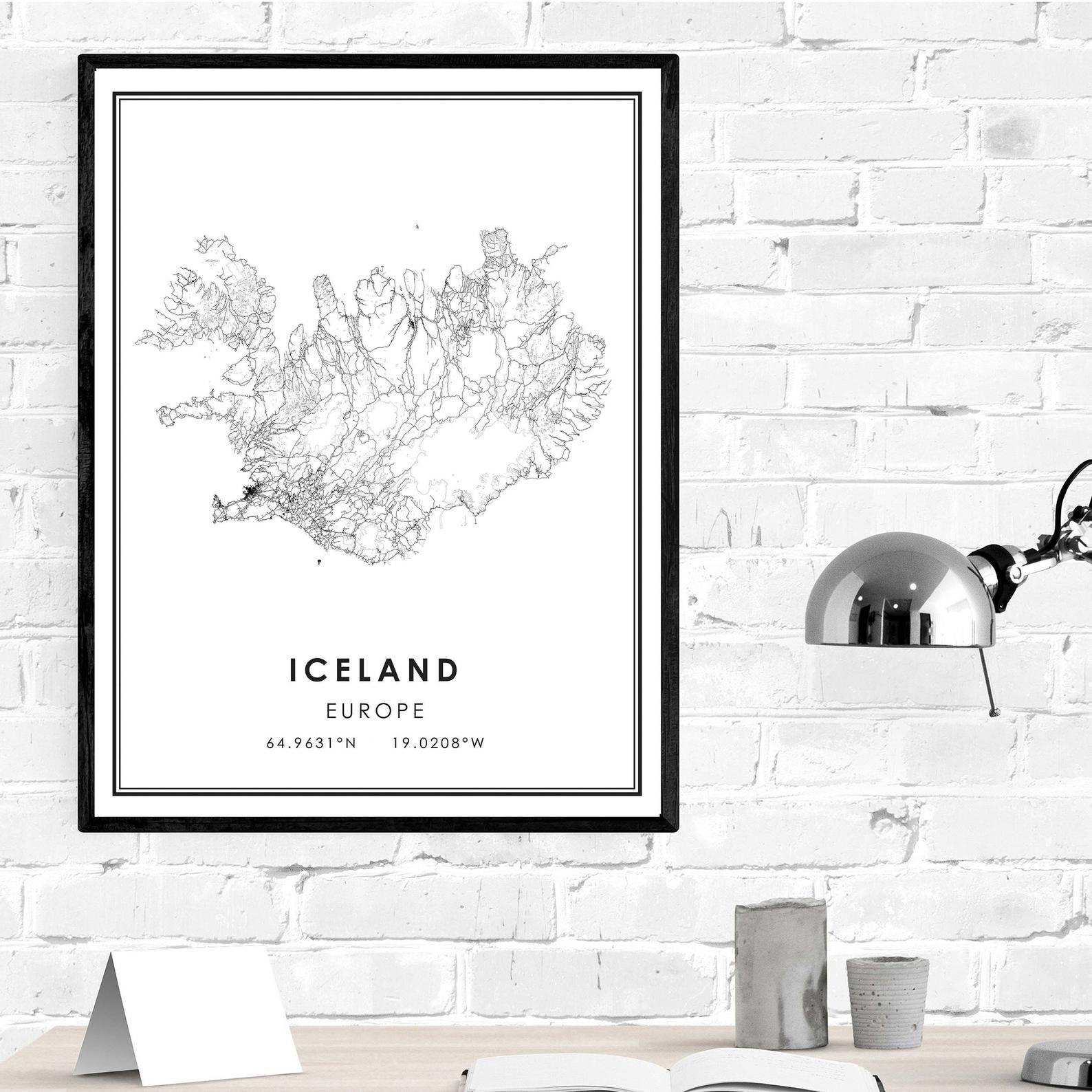 Iceland country map print poster canvas | Iceland ... – Grandado