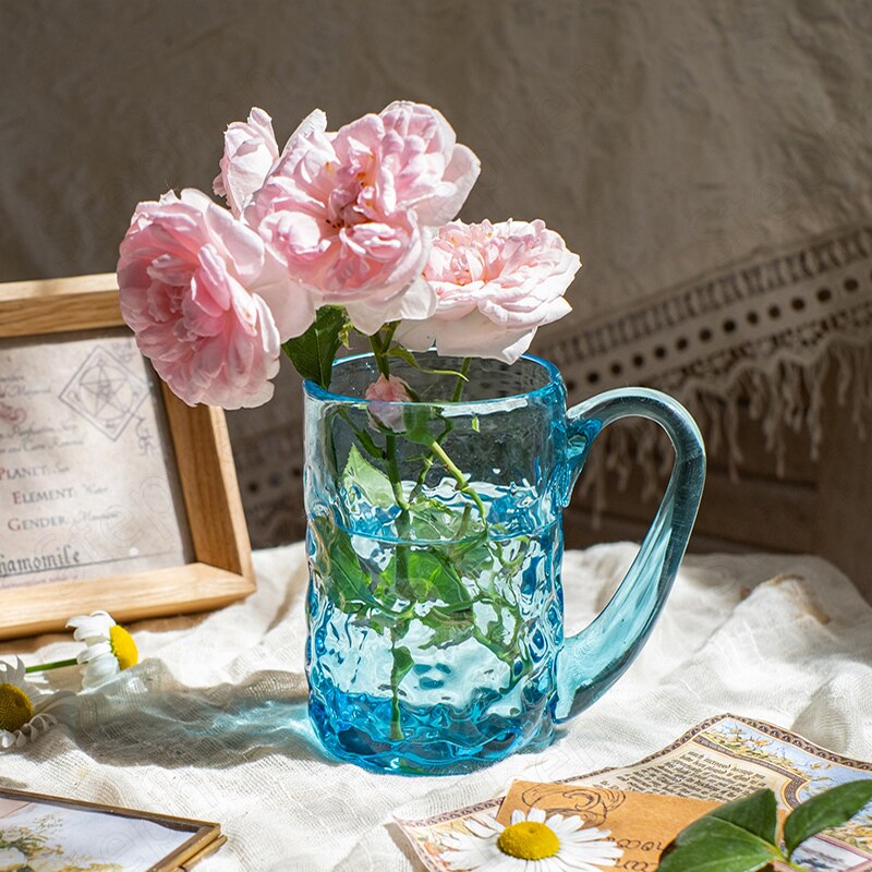 Hammer Texture Colored Glass Cup Nordic Vintage Co... – Grandado