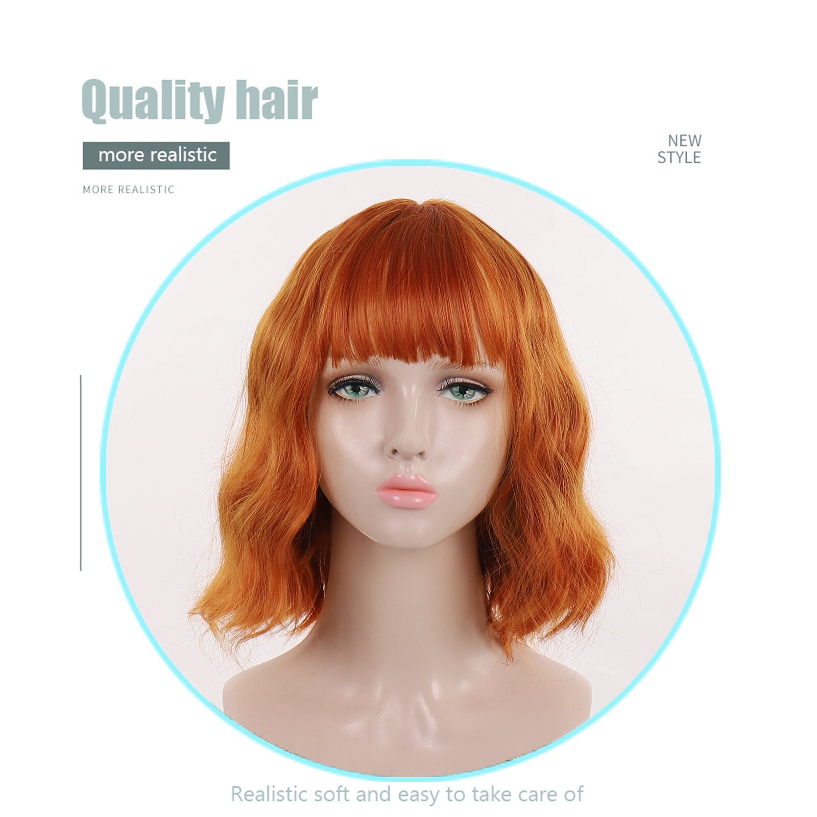 LVHAN Synthetic Orange Hair Wigs with Bangs Heat R... – Grandado