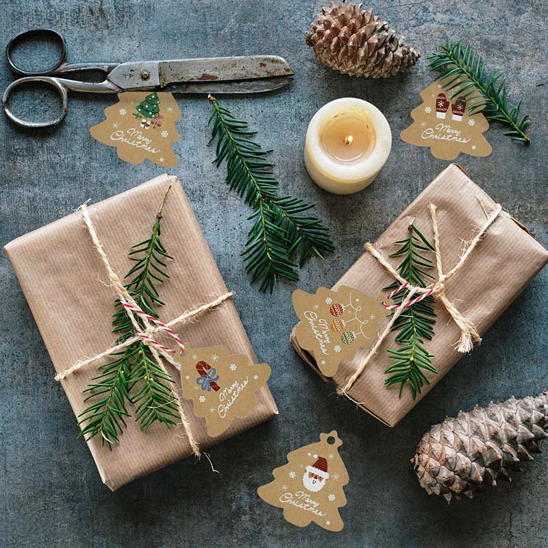 48/96pcs Kraft Paper Card Christmas Tree Shape Lab... – Grandado