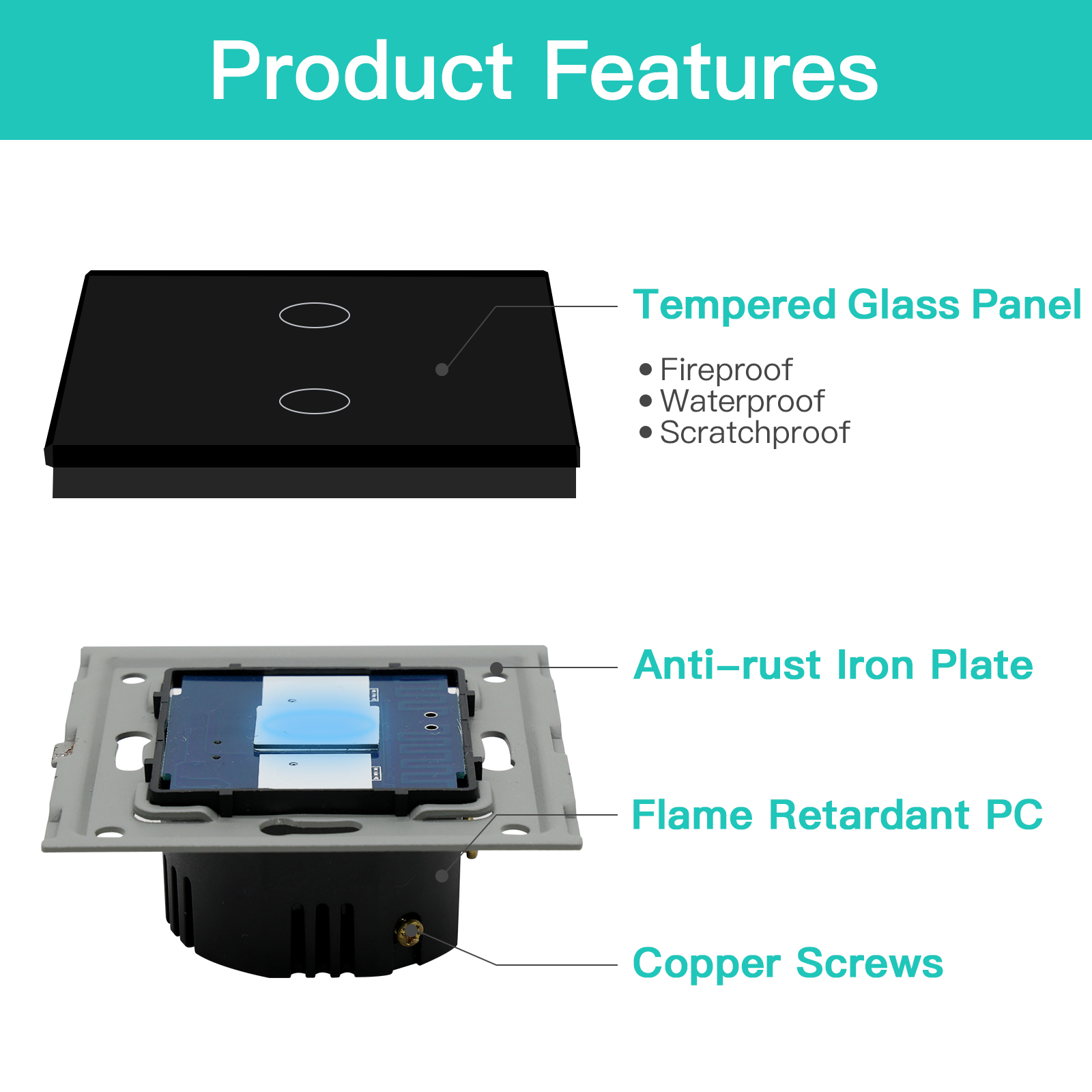 Bseed EU Standard 2 Gang 2 Way Wall Switch Light T... – Grandado