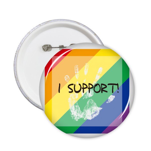 LGBT Rainbow Flag I Support Round Pins Badge Butto... – Grandado