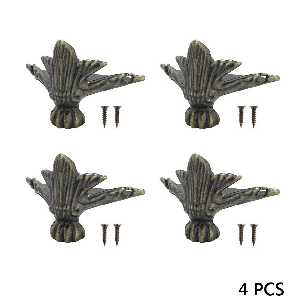 4PCS Antique Wood Box Feet Leg Corner Brackets Triangle Rattan Carved ...