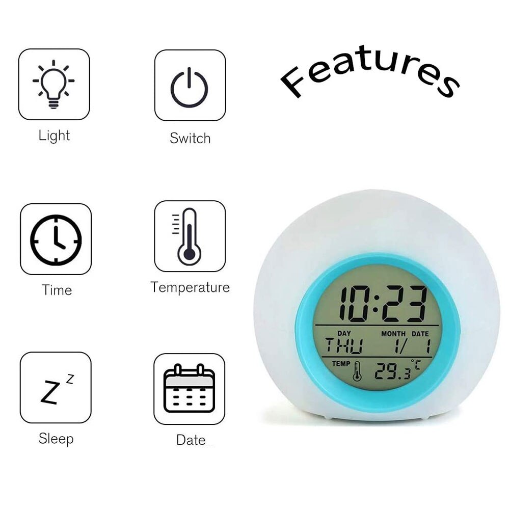 Kids Digitale Wekkers 7 Kleuren Led Change Night L... – Grandado