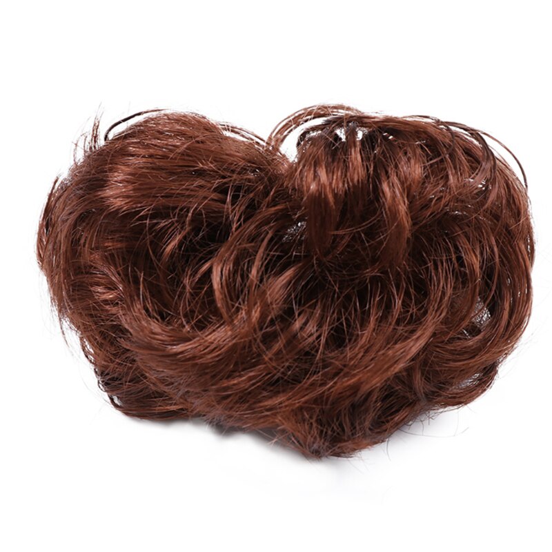 Curly Scrunchie Chignon With Rubber Band Brown Gra... – Grandado