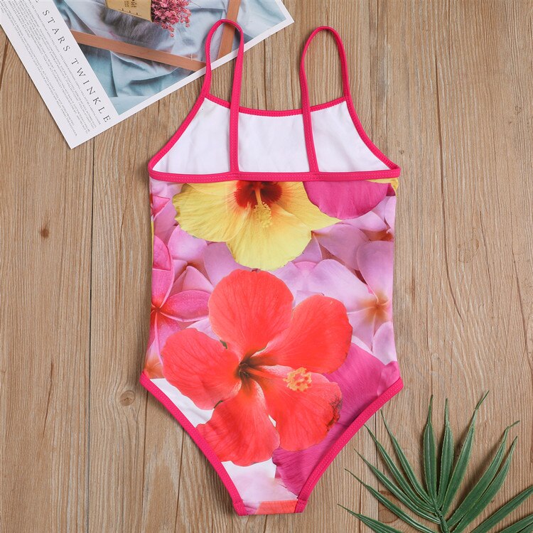Girl's 1-Piece Large Floral Swimsuit summer Ki... – Grandado