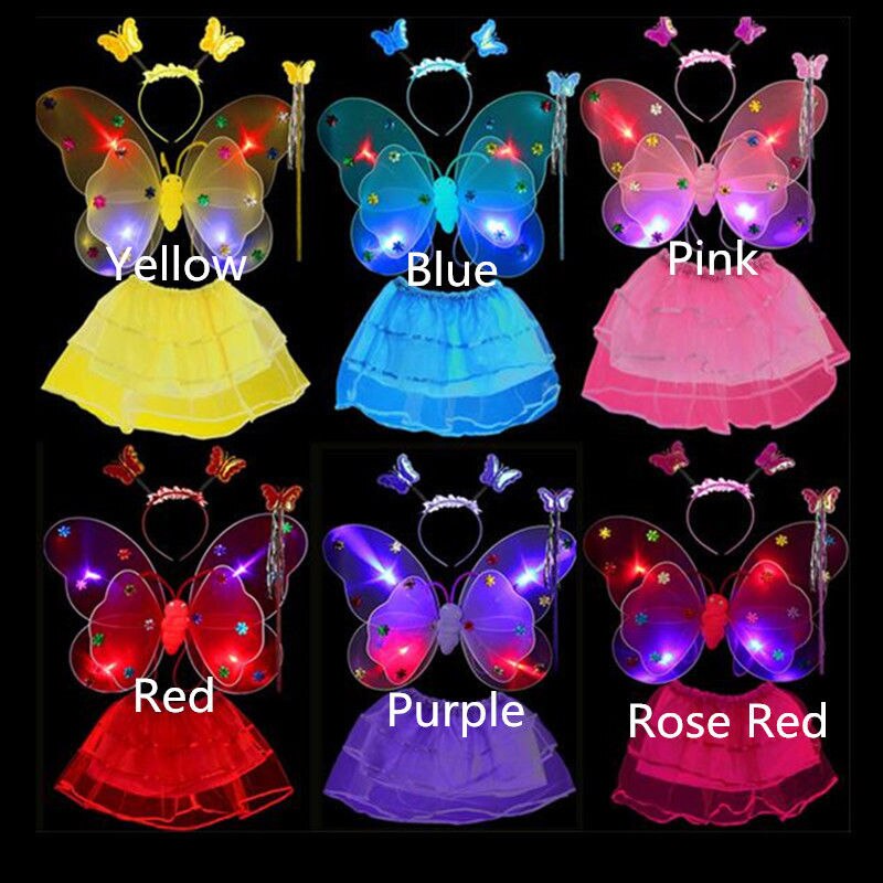 4Pcs/Set Kids Girls Dress Light Butterfly Wing Wan... – Grandado