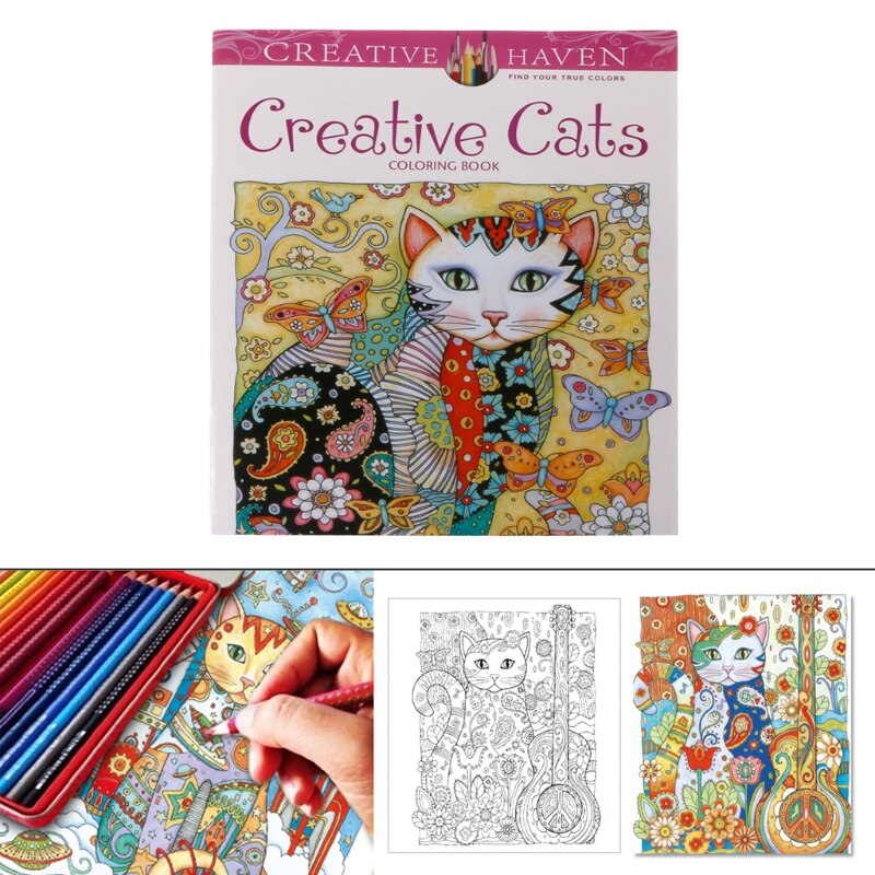 24 Pages Cat Coloring Book Kill Time Painting Draw... – Grandado