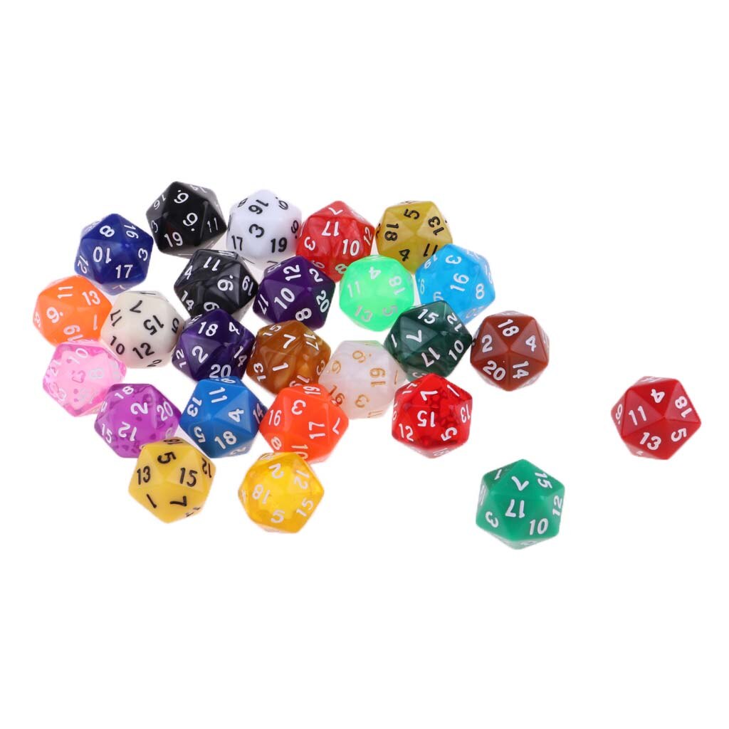 25 Pcs Polyhedral D20 Dice For TRPG Game Random Co... – Grandado