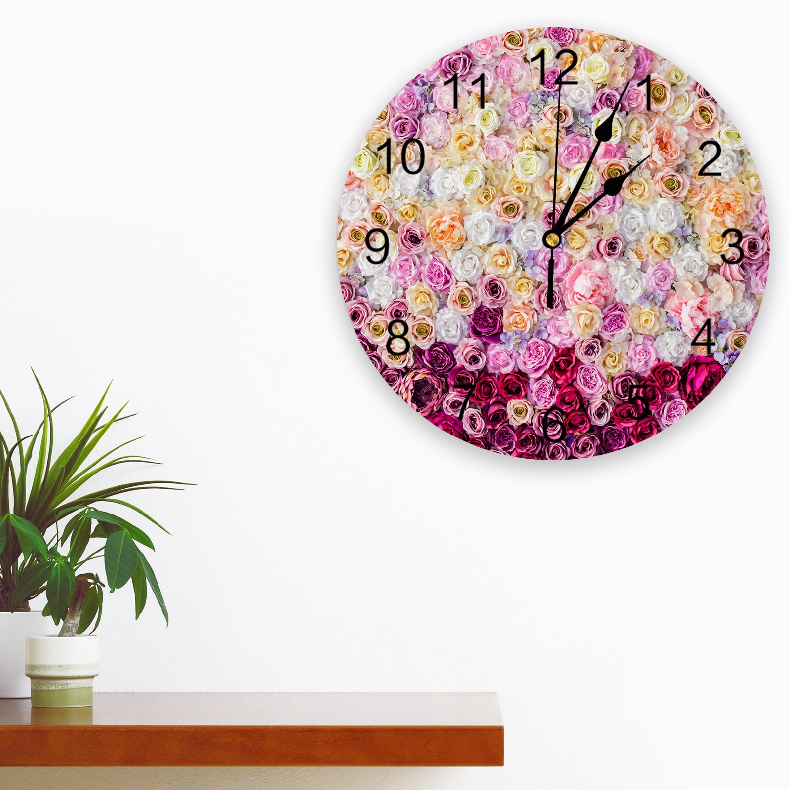 Colorful Rose Flower Wall Clock Home Decor Bedroom... – Vicedeal