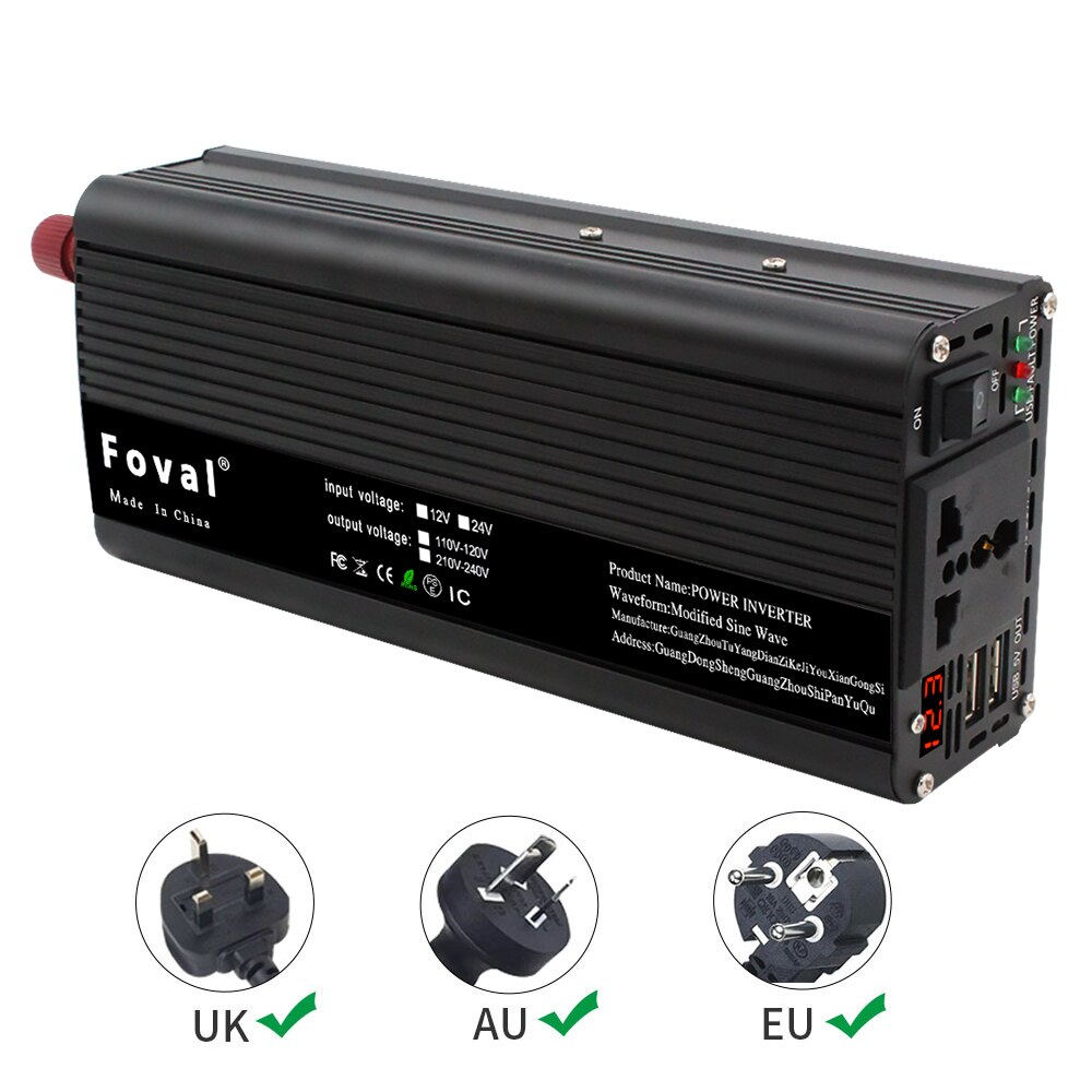 LED Display Car Inverter DC 12V to AC 220V 1500W/2... – Grandado