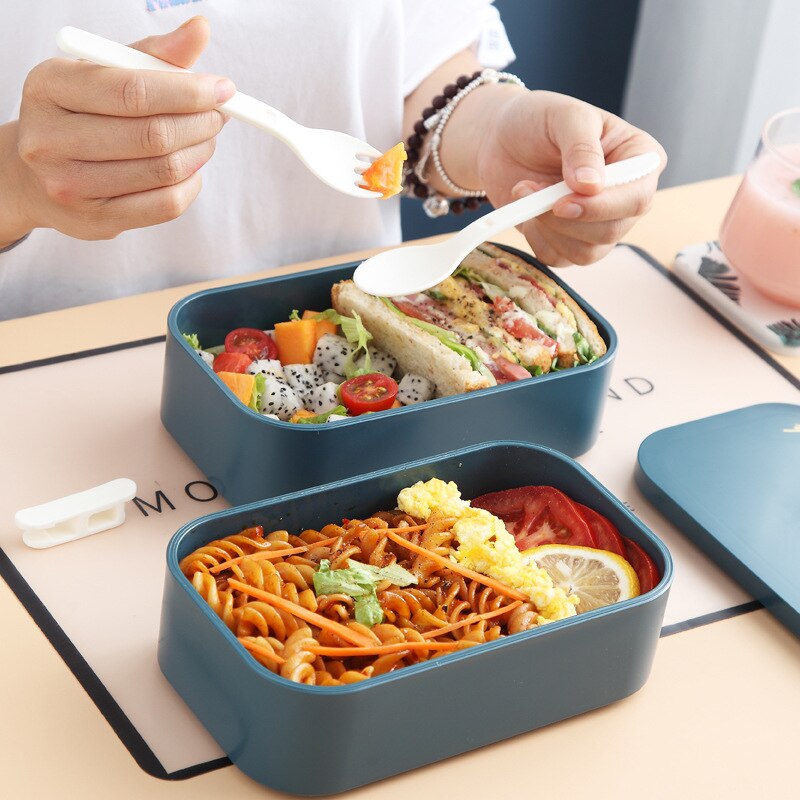Japanese-Style Double-Layer Plastic Lunch Box Micr... – Grandado