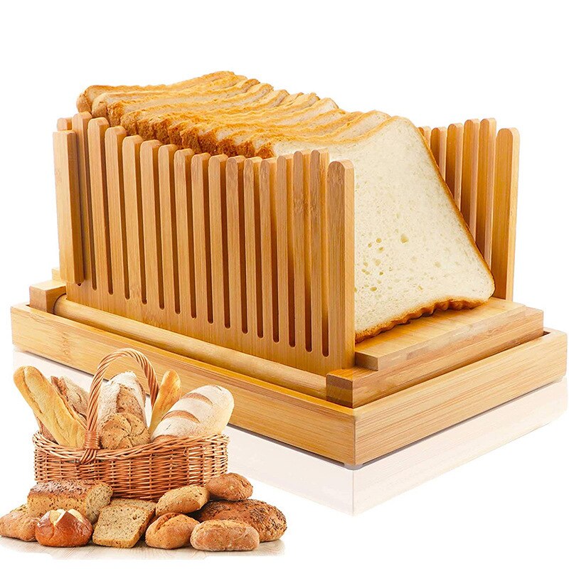 BOUSSAC Bamboo Bread Slicer Bread Crumb Tray Folda... – Vicedeal