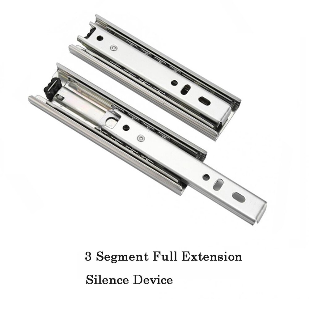 2pcs Drawer Slides Rail 45mm Width Cold-Rolled Mute Three Section Slide ...