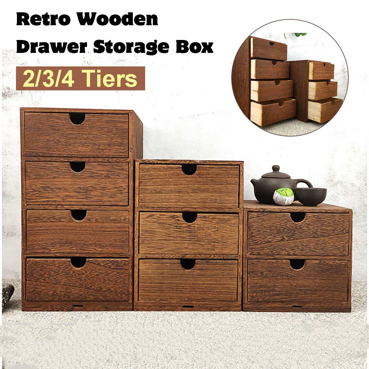 Vintage Wooden Box Storage Drawer Wooden Chest Of ... – Grandado