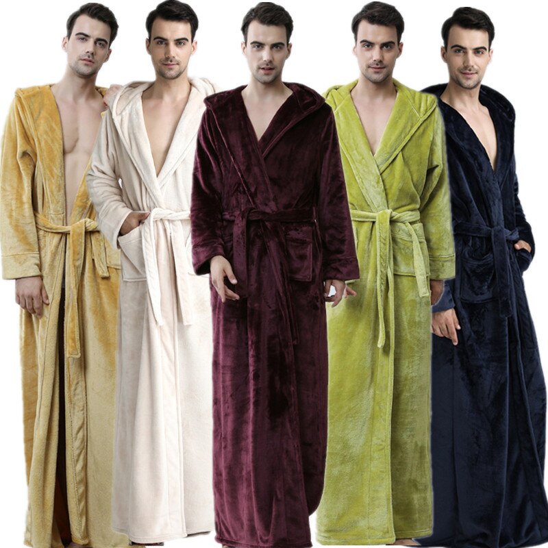 Men's Winter Bathrobe Soft Warm Flannel Hotel Robe... – Grandado