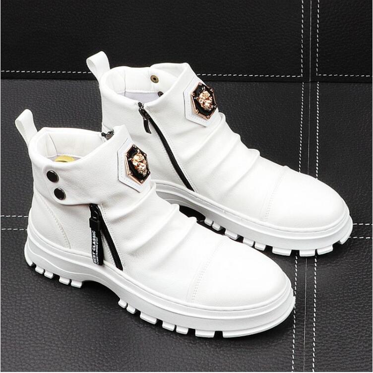 White Martin boots, high top leather boots for men... – Vicedeal