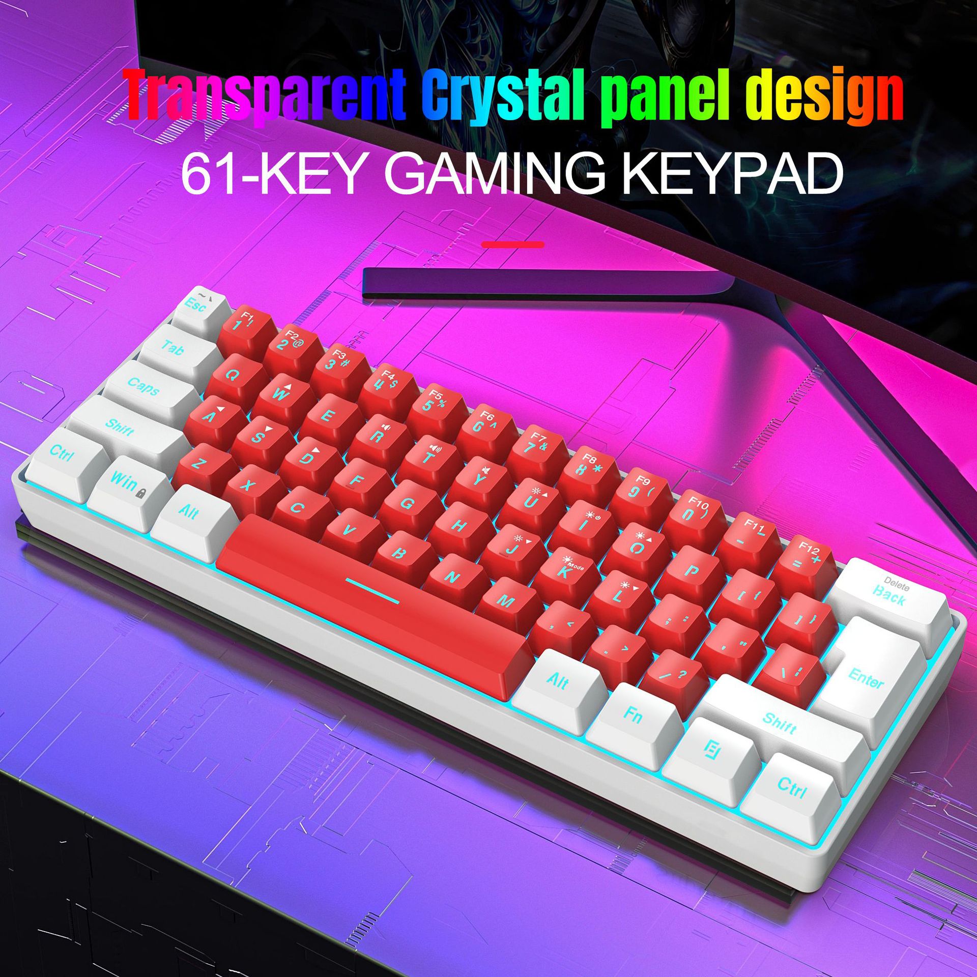 61Keys Wired Game Keyboard Multi-Color RGB Backlig... – Grandado