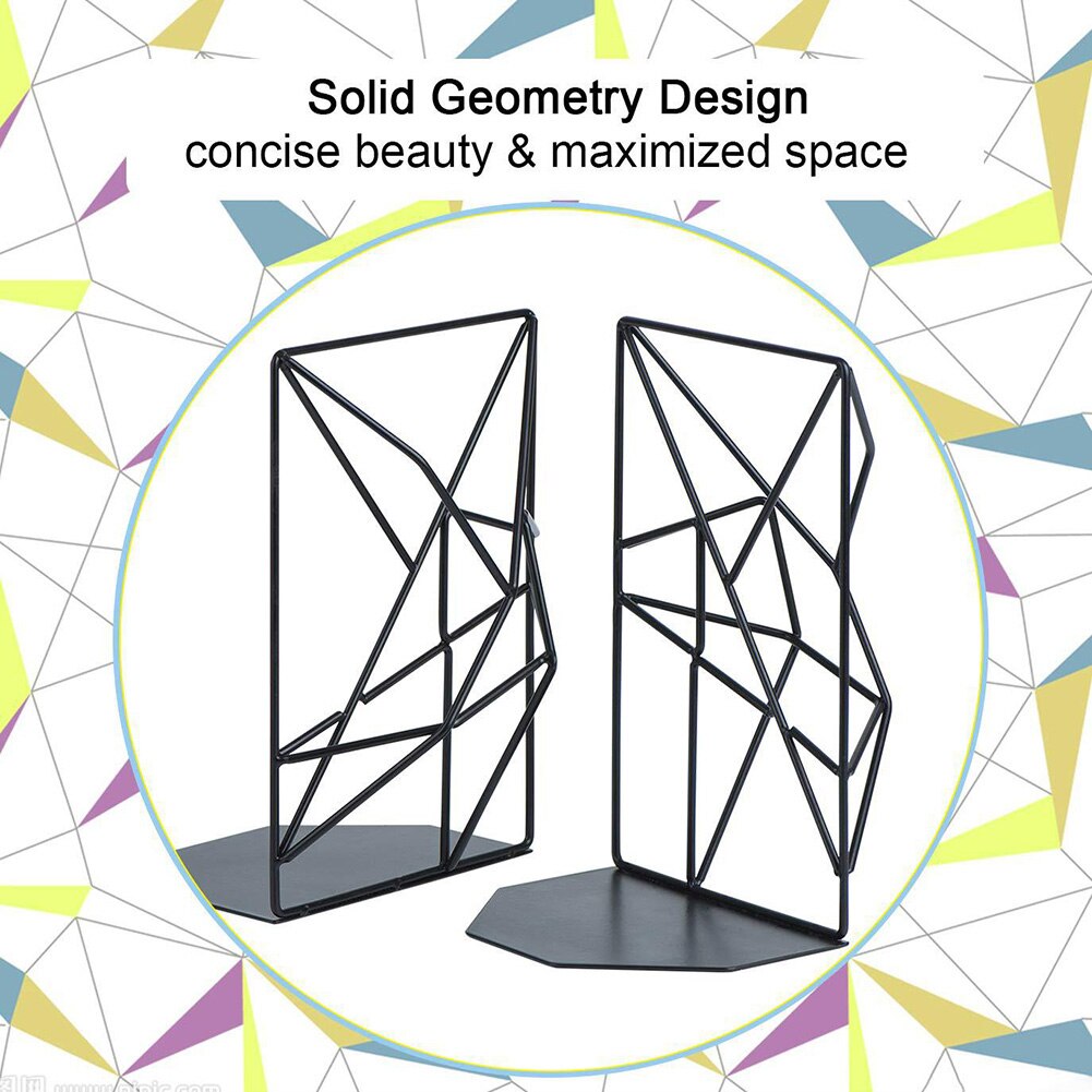 1 Pair Geometric Bookend Desktop Book Stands Study... – Grandado