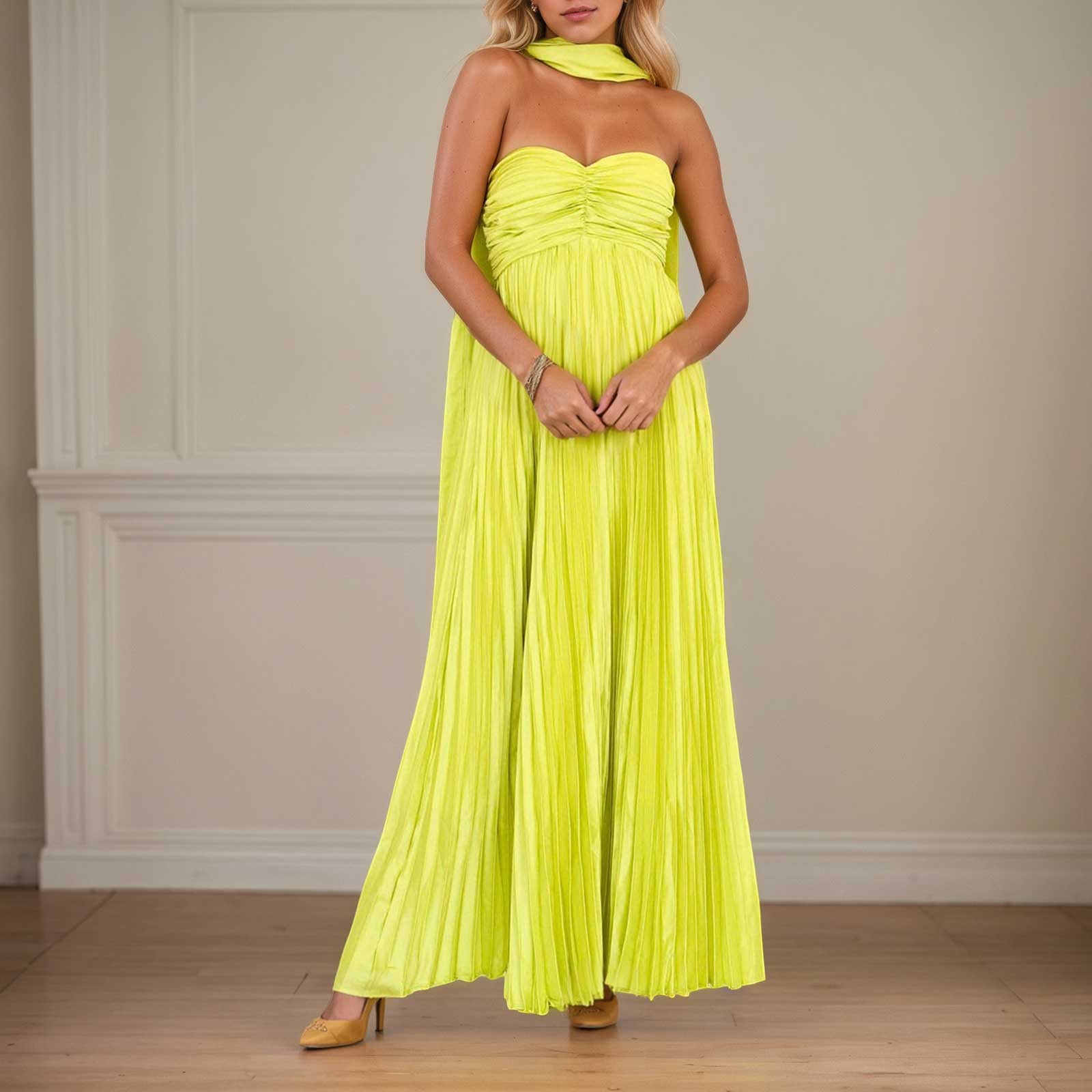 Strapless lint maxi-jurk vrouwen elegante mouwloze... – Vicedeal