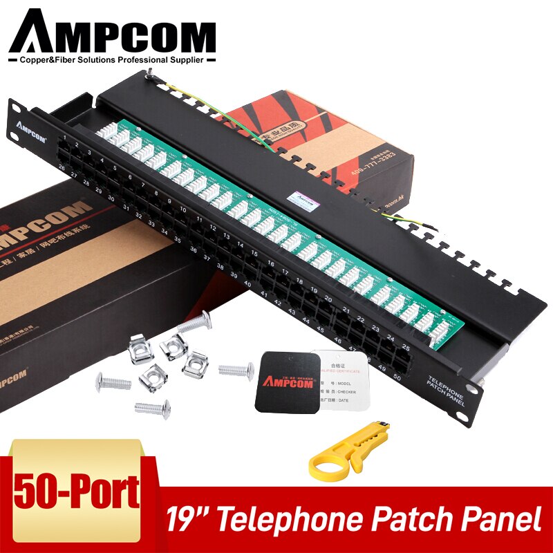 AMPCOM RJ11 1U Cat3 25/50 ports Telephone Patch Pa... – Grandado