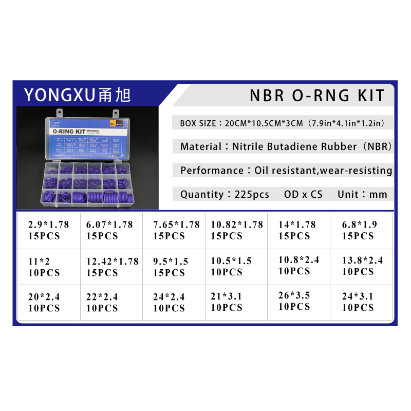 225Pcs 18 Maten O Ringen Rubber O Ring Seal Paars ... – Grandado