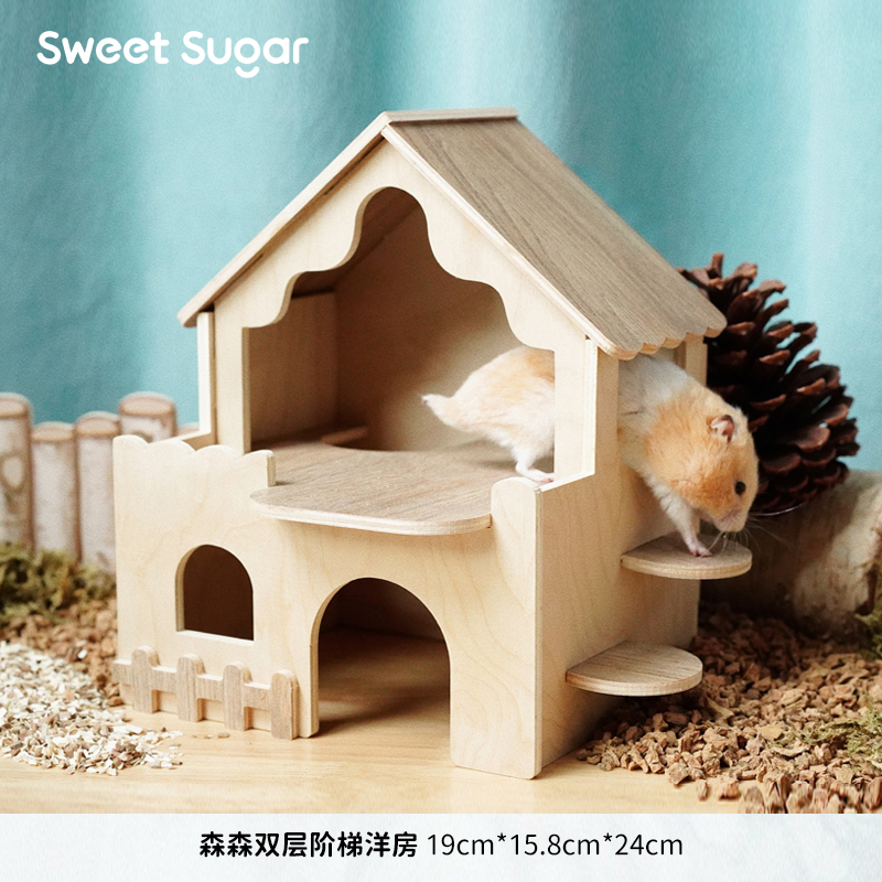 Log Koffiehuis Serie Houten Hamster Huis Kleine Di... – Grandado