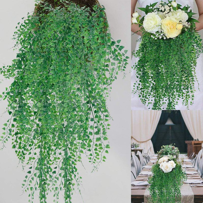 Artificial Hanging Plants 2PCS Artificial Green Iv... – Grandado