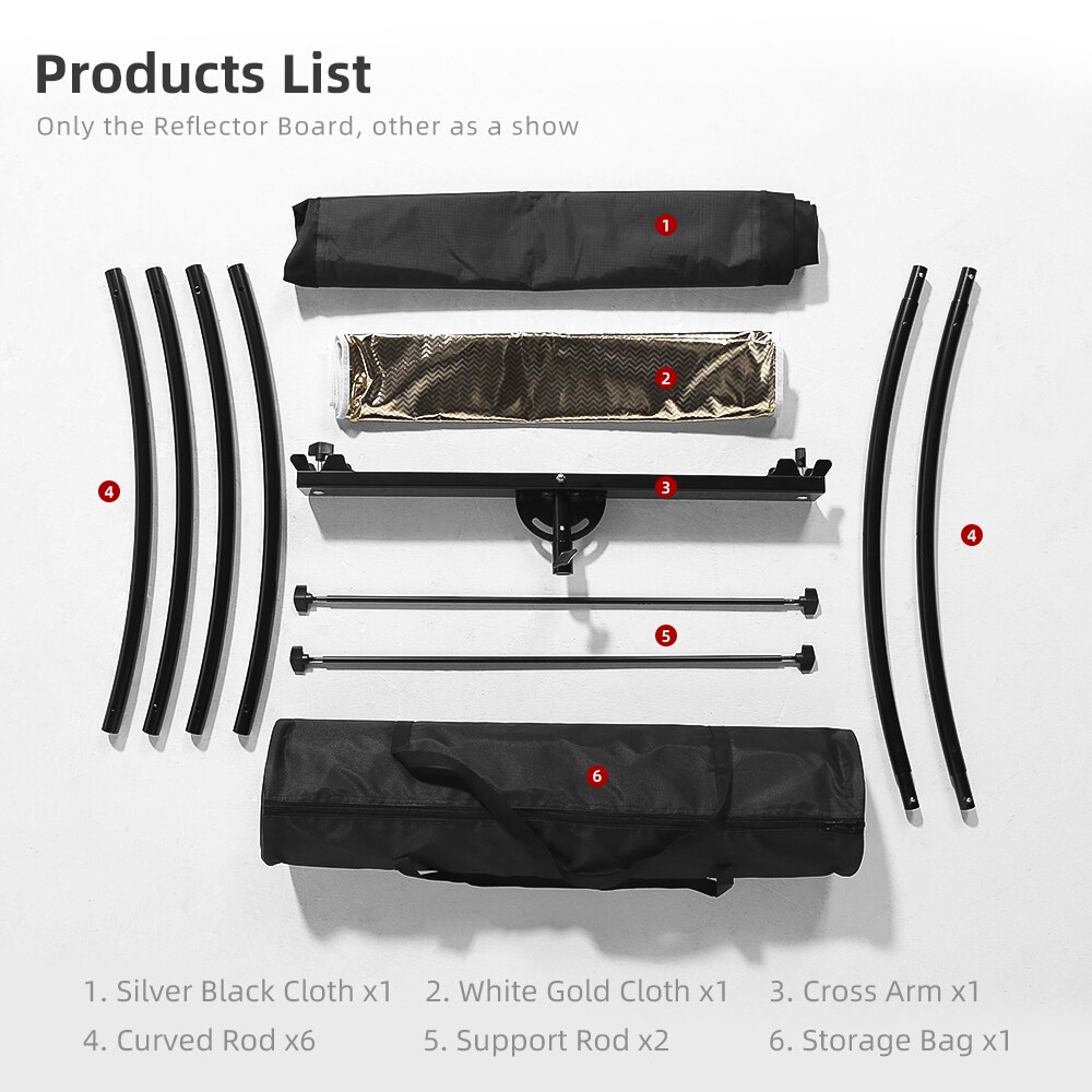 U-type 110*50cm 4in1 Silver Black White Gold Refle... – Grandado