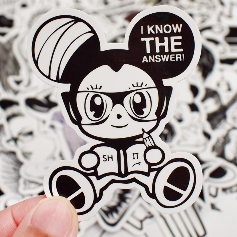 50PCS black and white mixed vinyl sticker for lapt... – Grandado