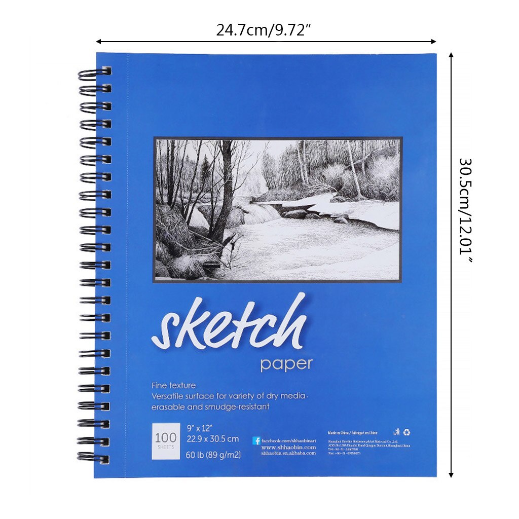 100 Sheets 9x12\" Sketch Drawing Paper Book Sketch... – Vicedeal