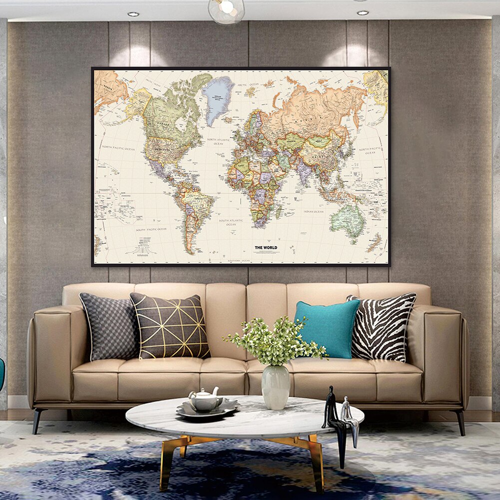 130*90cm The Retro World Political Map Non-woven C... – Grandado