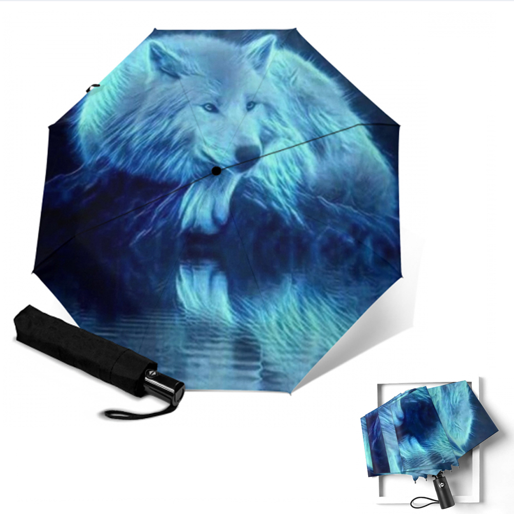 Wolf Pattern Umbrellas Folding Men Umbrella Rain W... – Vicedeal