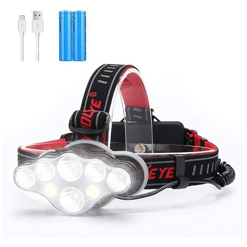 Rechargeable Headlight,8 LED 2500 High Lumens Brig... – Vicedeal