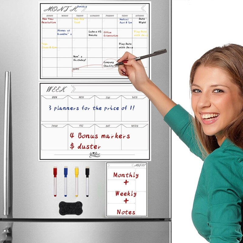 Erasable Magnetic White Board Kit Weekly Monthly S... – Grandado