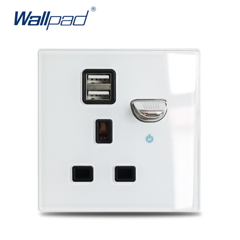 Wallpad L6 Blanc Verre 13A BS Prise UK Commutée Pr... – Grandado