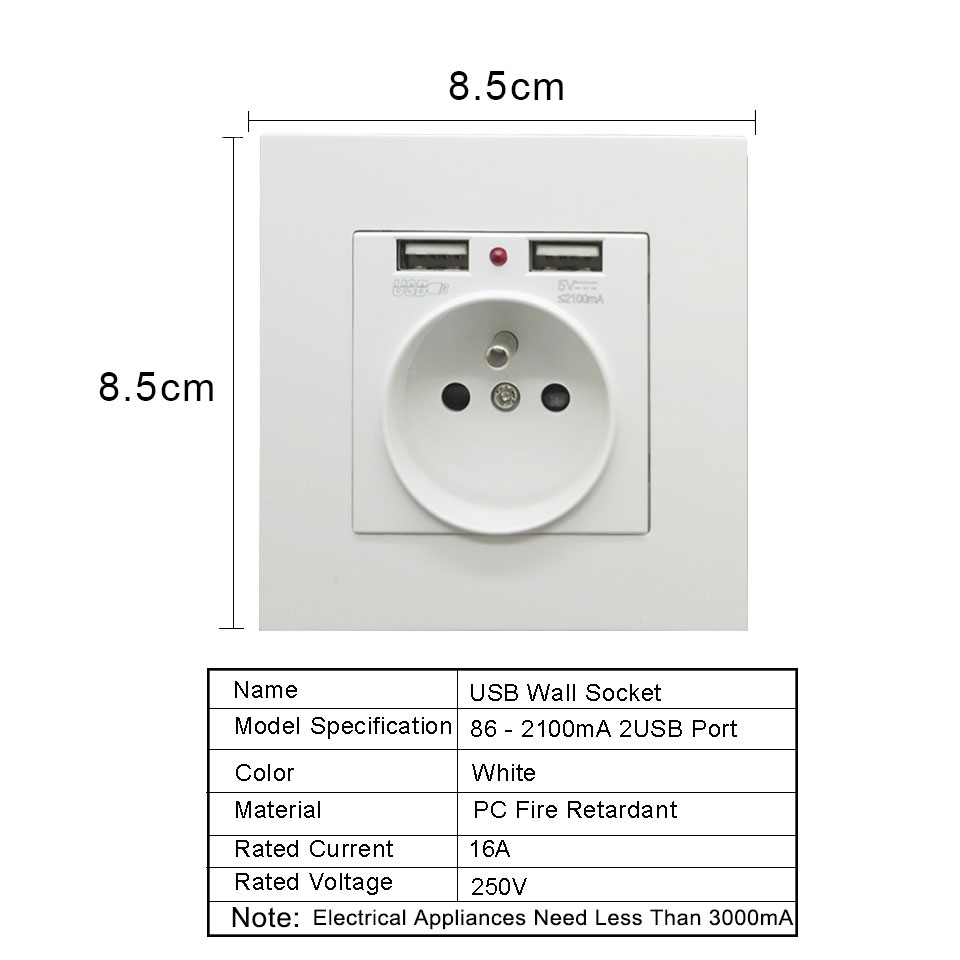 Usb Franse Type E Plug Adapter 2 Pin Ac Power Elek... – Vicedeal