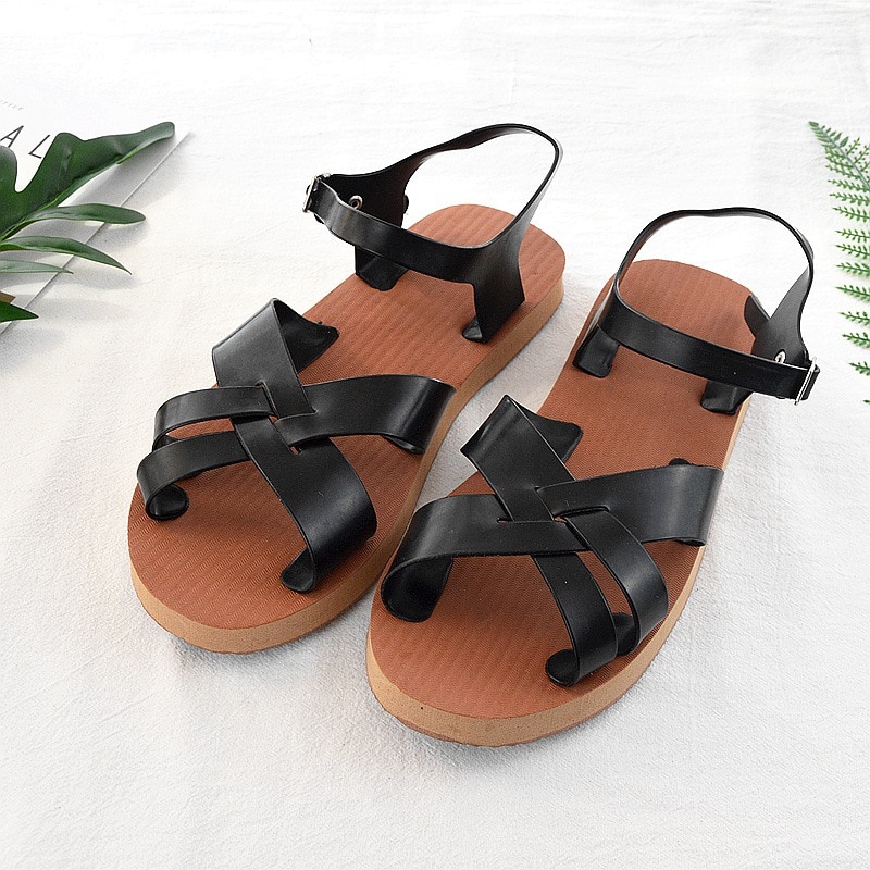 Fritid sommar sandaler för män canvas pu främre ba... – Grandado