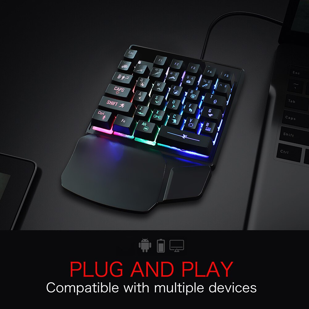 JX200 35 Keys USB 2.0 Wired RGB Backlight One-Hand... – Grandado