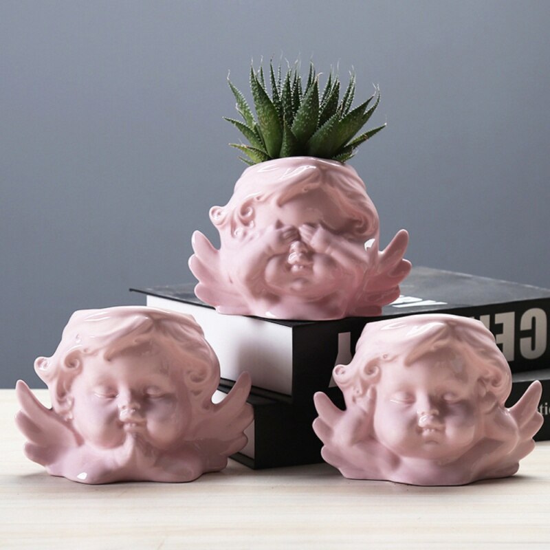 Ceramic Cherub Planter Decor Angel Succulent Flowe... – Grandado