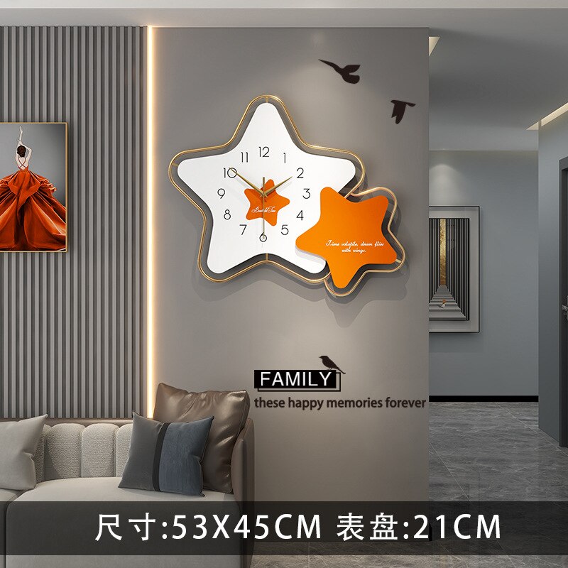 2022 Muur Decor Luxe Ster Metalen 3d Wandklok Art ... – Grandado