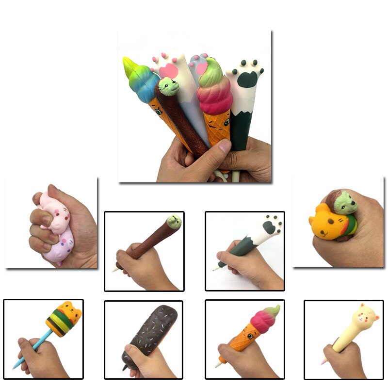 2pcs Cute Squishy Pen Cap Cat Chocolate Alpaca Tor... – Grandado