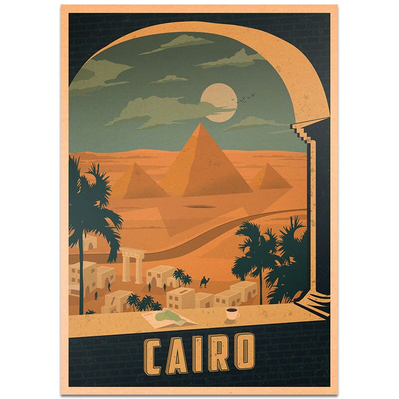 Egypt Cairo Poster Wall Art Sticker Vintage Kraft ... – Grandado