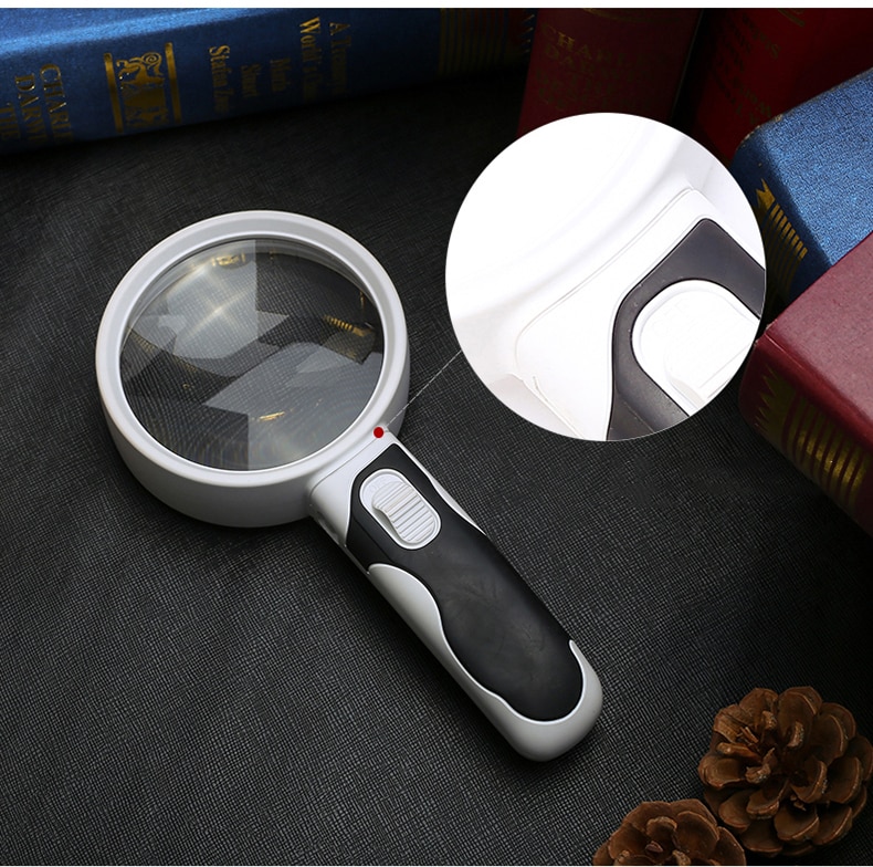Handheld lupe optische band LED-licht lesen 100mm ... – Vicedeal